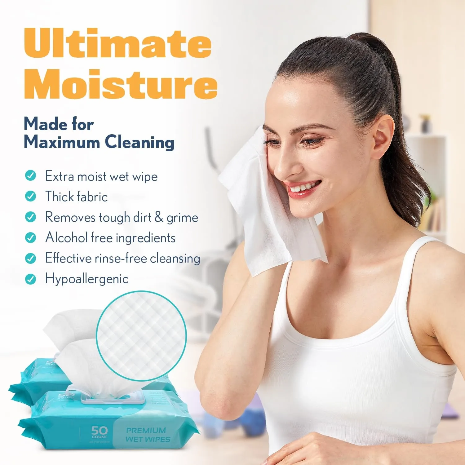 Large Size Moist Shower Wipes Aloe Vera Extract Disposable Cleaning ...