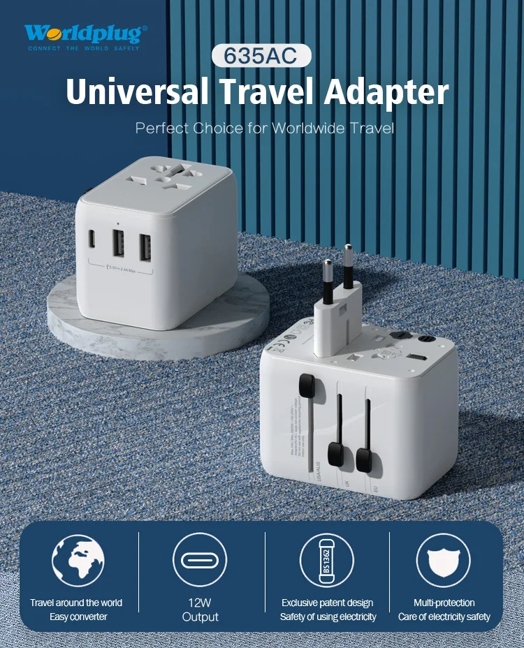 Worldplug Travel Charger - Universal Adapter for 150+ Countries