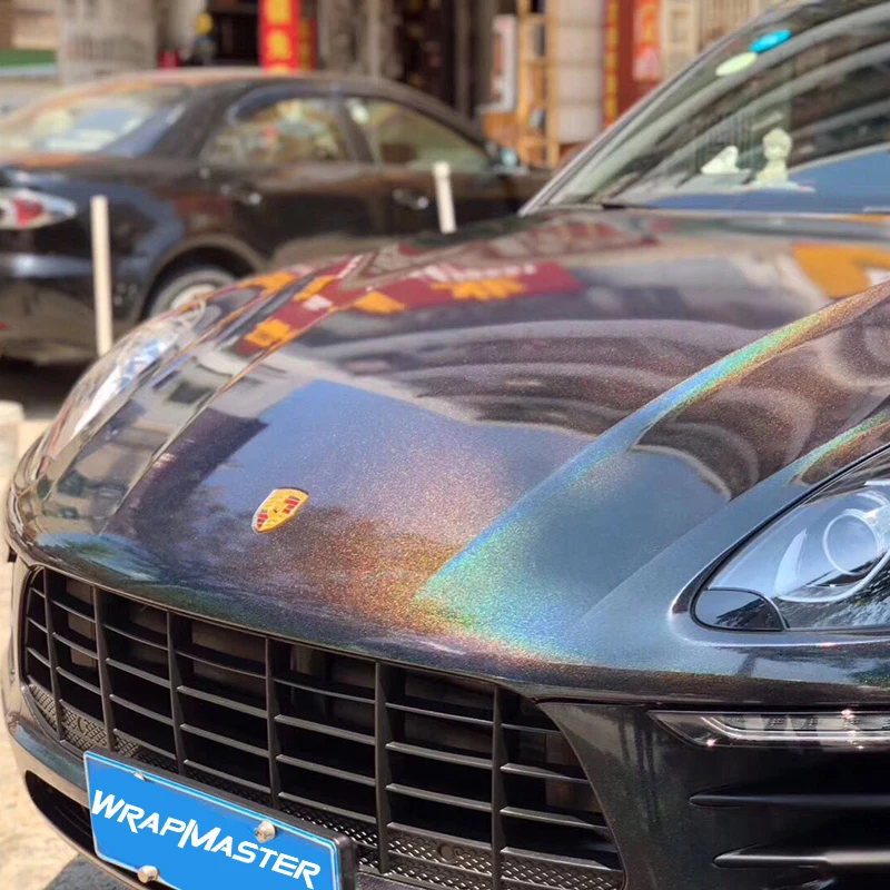 Rainbow Laser Vinyl Gloss Iridescent Laser Black Car Sticker Wrapping ...