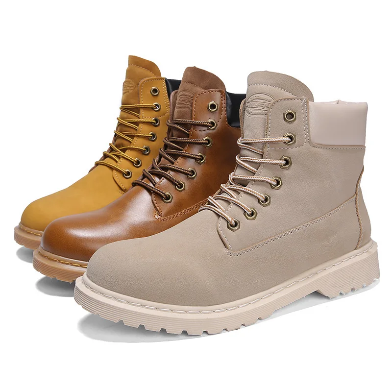 Superior Quality Leather Upper Khaki Color Chunky Sole Boot Casual Half ...