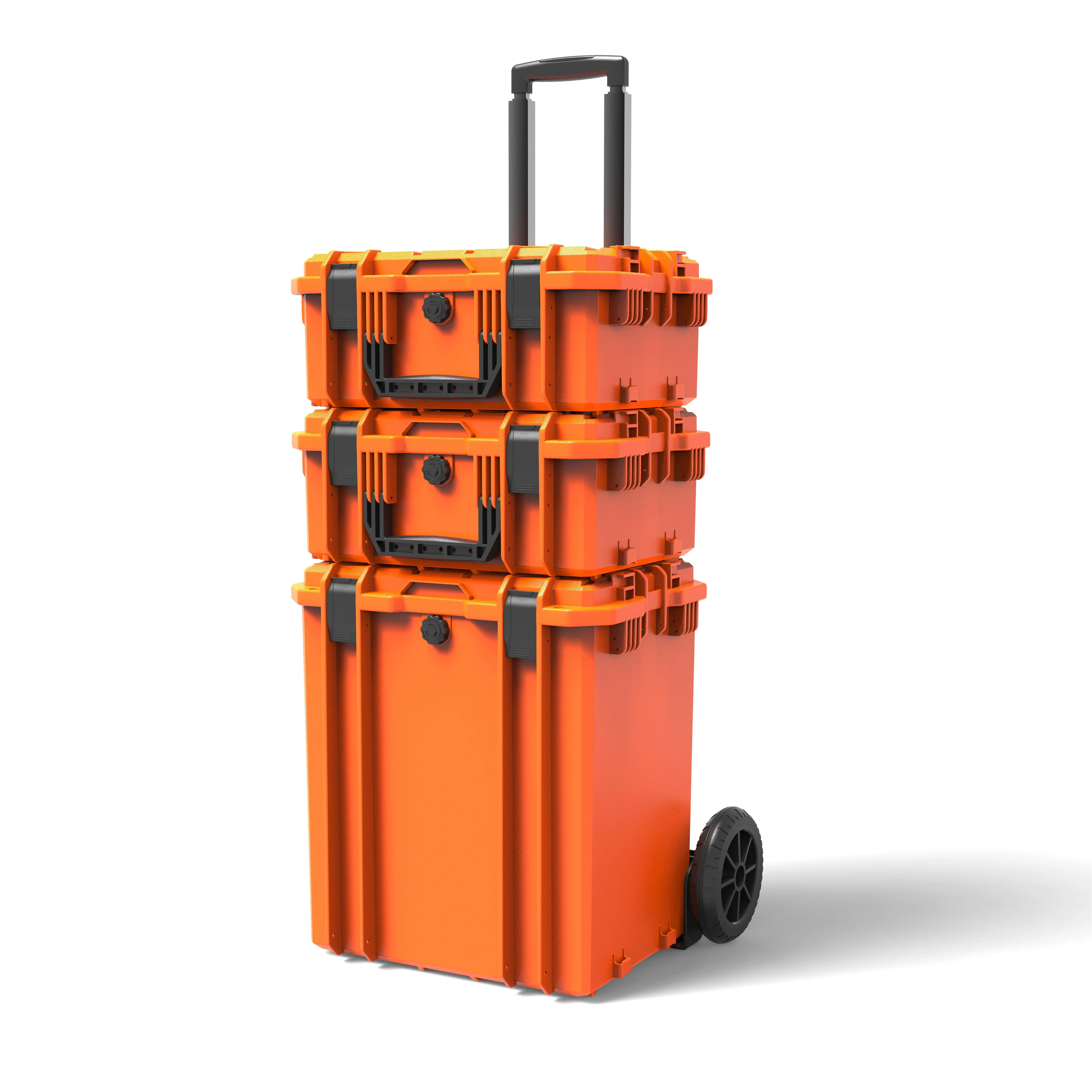 GLARY rolling tool case with wheels 3 in 1 hard plastic tool protective ...