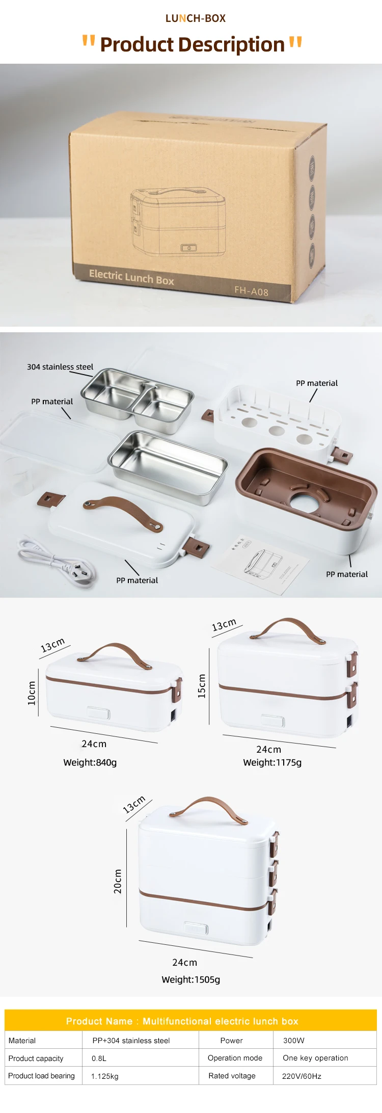 New Products Heat-Resistant 0.8L Electric Heated Lunch Box Private ...
