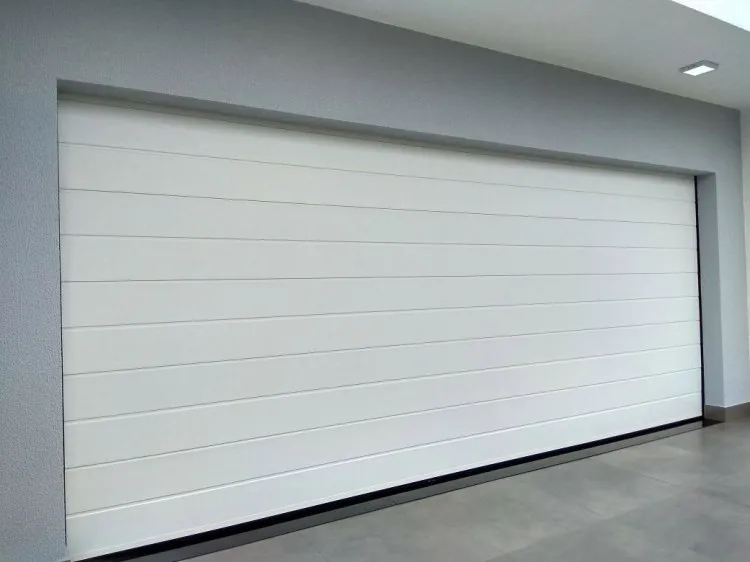 16x8 Double Car Sectional Steel Automatic Garage Security Door Wood ...