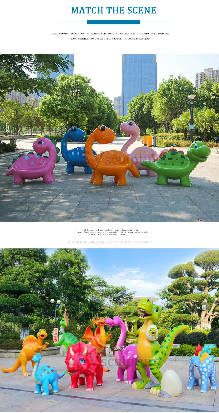 Fiberglass Dinosaur Sculpture Cartoon Animal Dinosaur Sculpture Outdoor ...