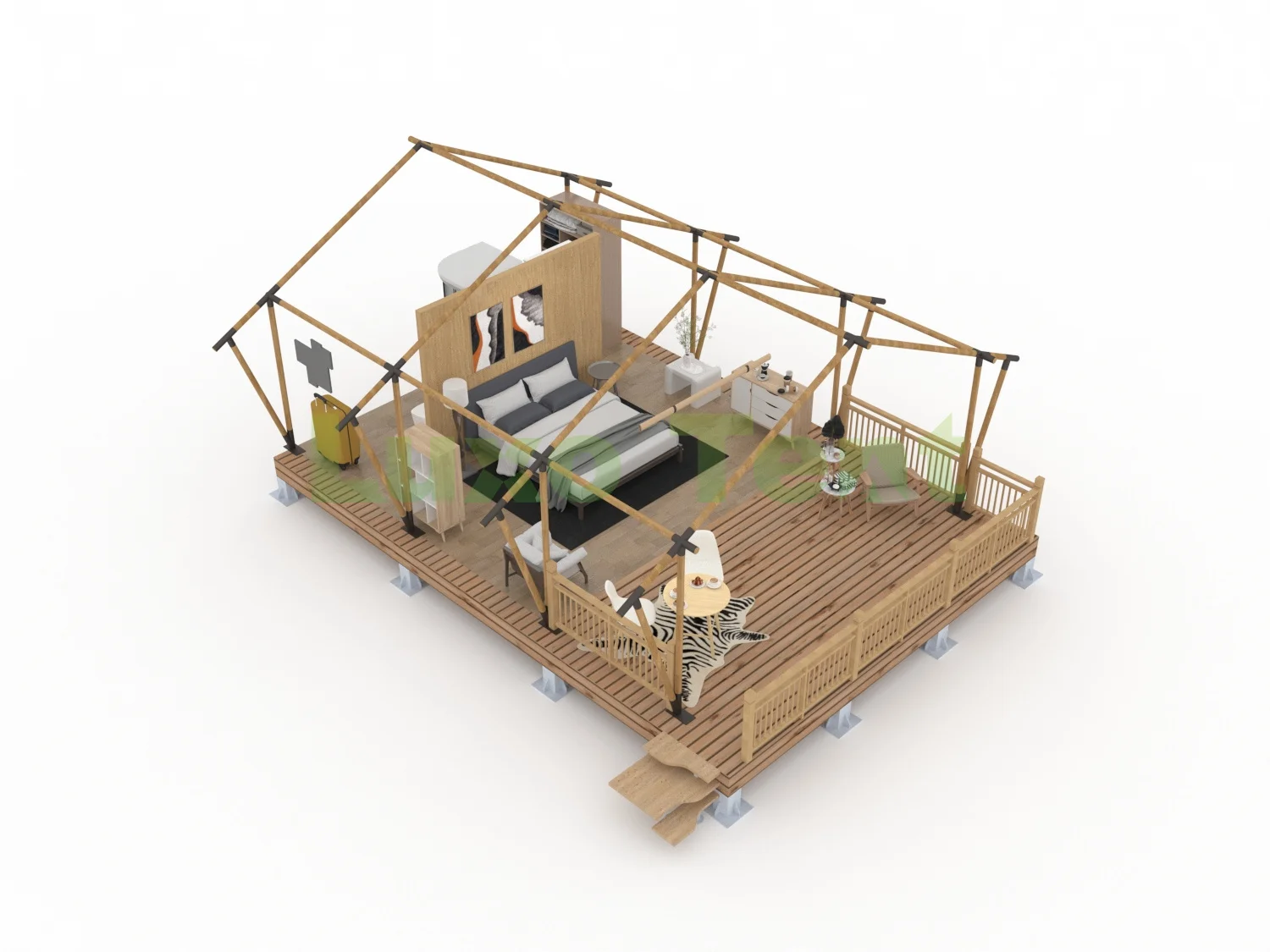 Luxury Solid Wood Structure Ridge Wooden House One Bedroom and One ...