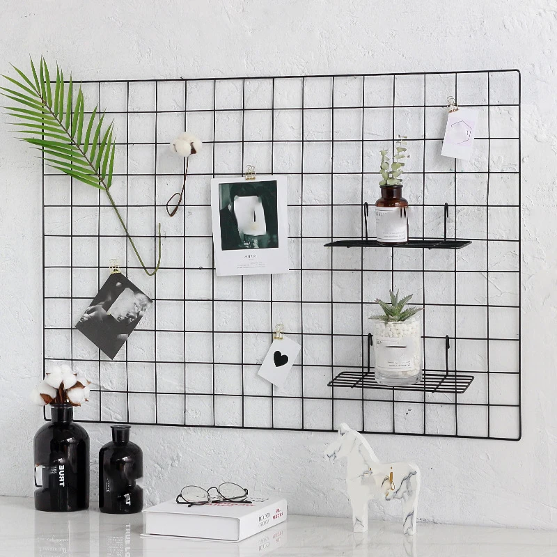 Metal Wall Mesh Grid Wall Hanging Photo Frame Bedroom Living Room Iron ...