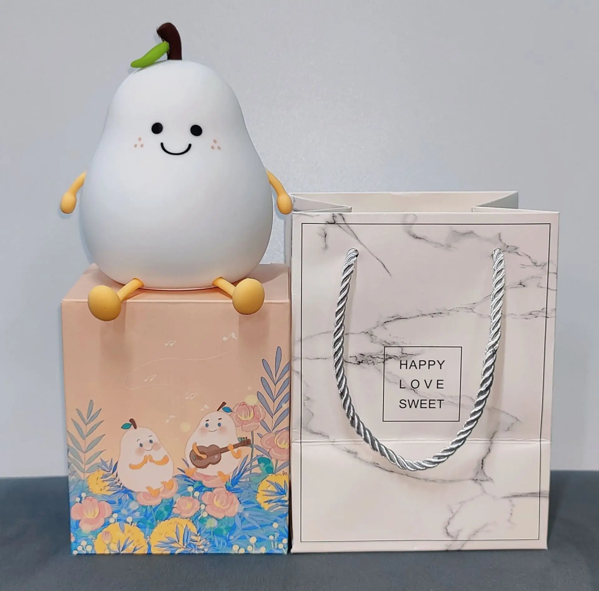 Led Pear Fruit Silicone Night Light 7 Colors Dimming Touch Usb ...