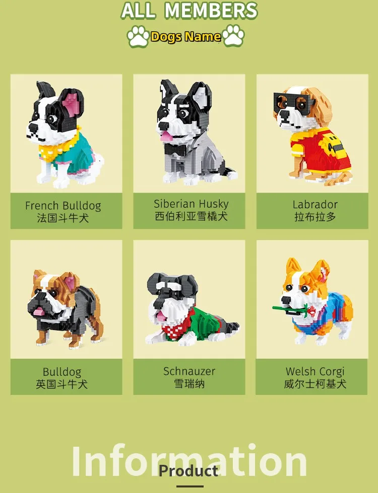 DIY Mini Cartoon Character Building Blocks - Pet Dogs