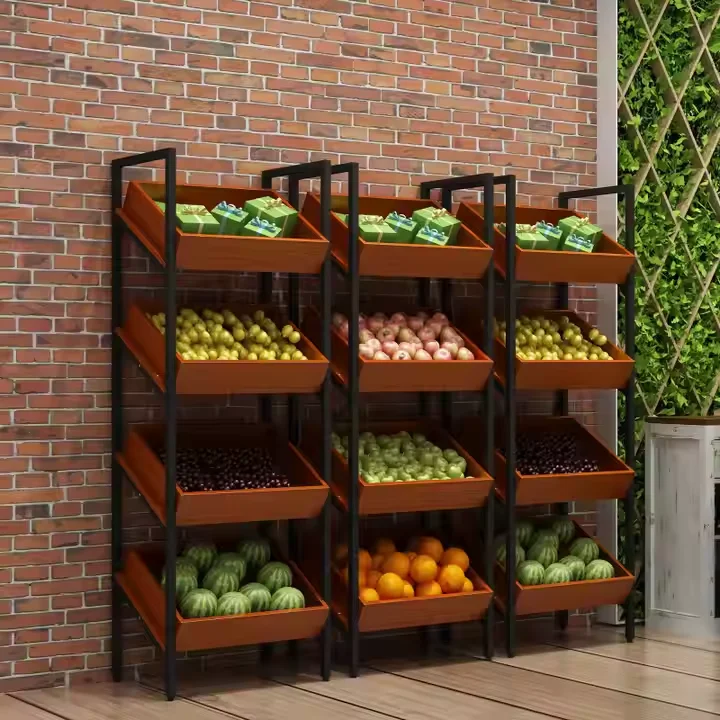 Guanriver Vegetable Wood Display Rack Stand for Grocery Store