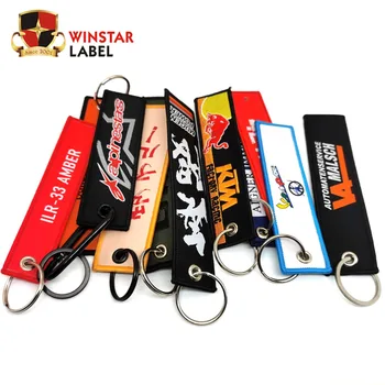 Factory Custom Wholesale Motorbike Car Anime Woven Embroidered Key ...