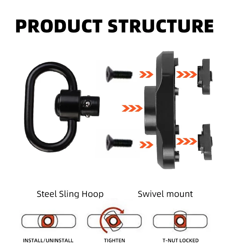Two Point Traditional Sling Attachments Mounts 1" Qd Sling Swivel ...