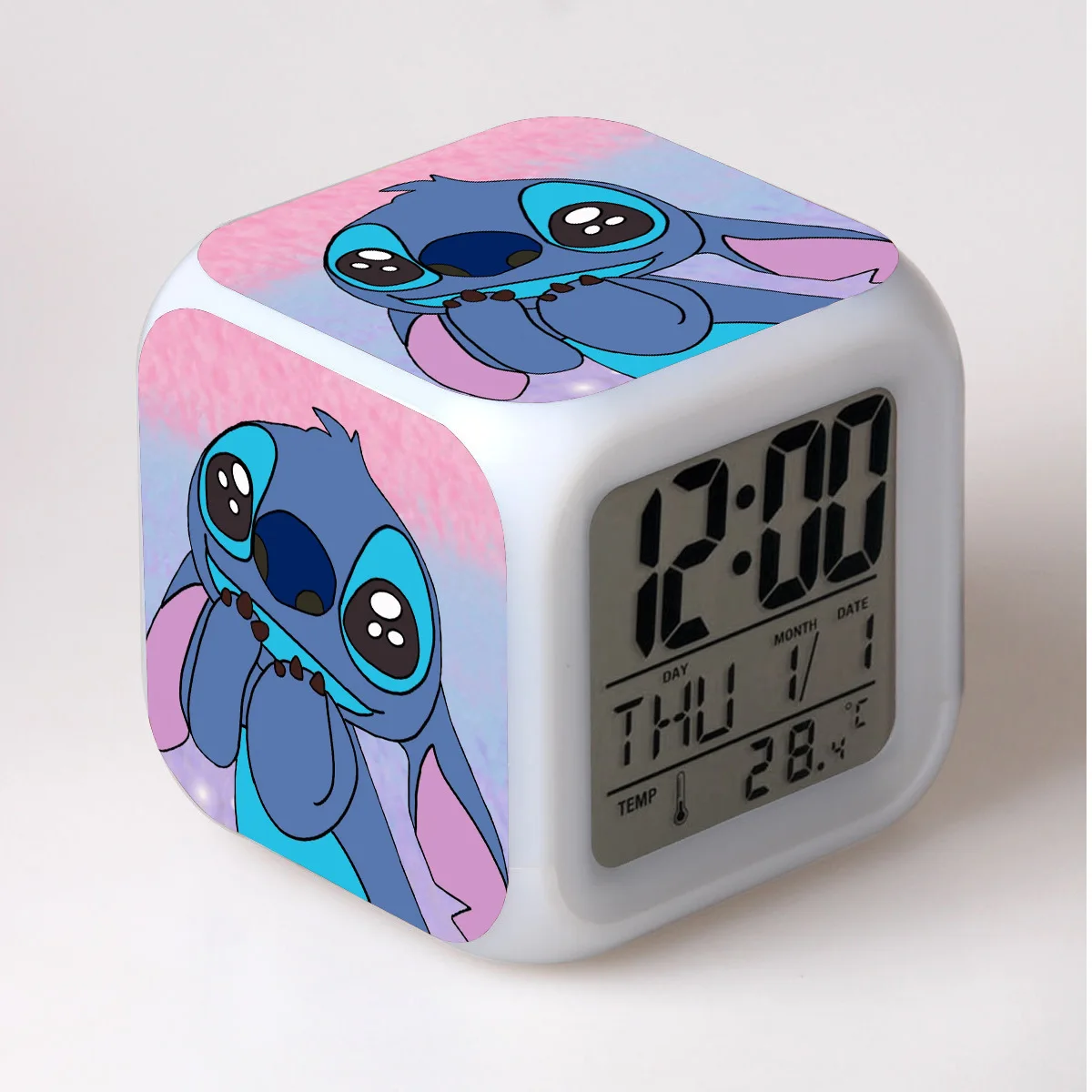 Stitches Kids Night Glow Bedroom Clocks Color Changing Projection Alarm ...