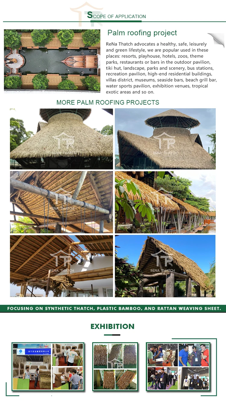 Fire Resistant Polyethylene Plastic Palm Leave Roof of Palmas Synthetic ...