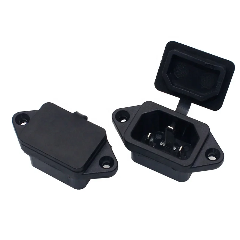 AC Power C14 Socket with Cover - Waterproof & Reliable