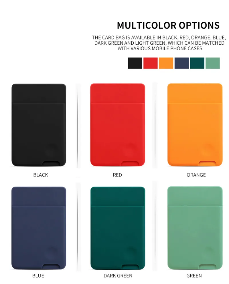 Fashion Silicone Phone Case Card Bags Wallet Stick-on Phone Back Card ...