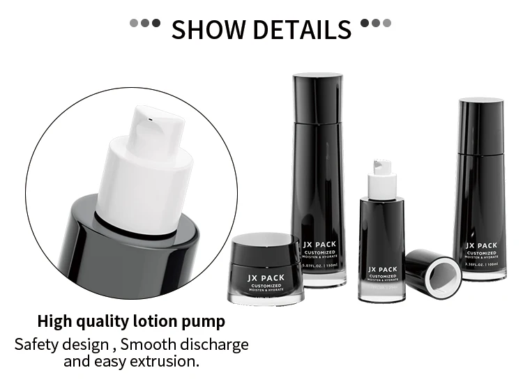Luxury Black Cosmetic Packaging - Skincare Set 30-150ml