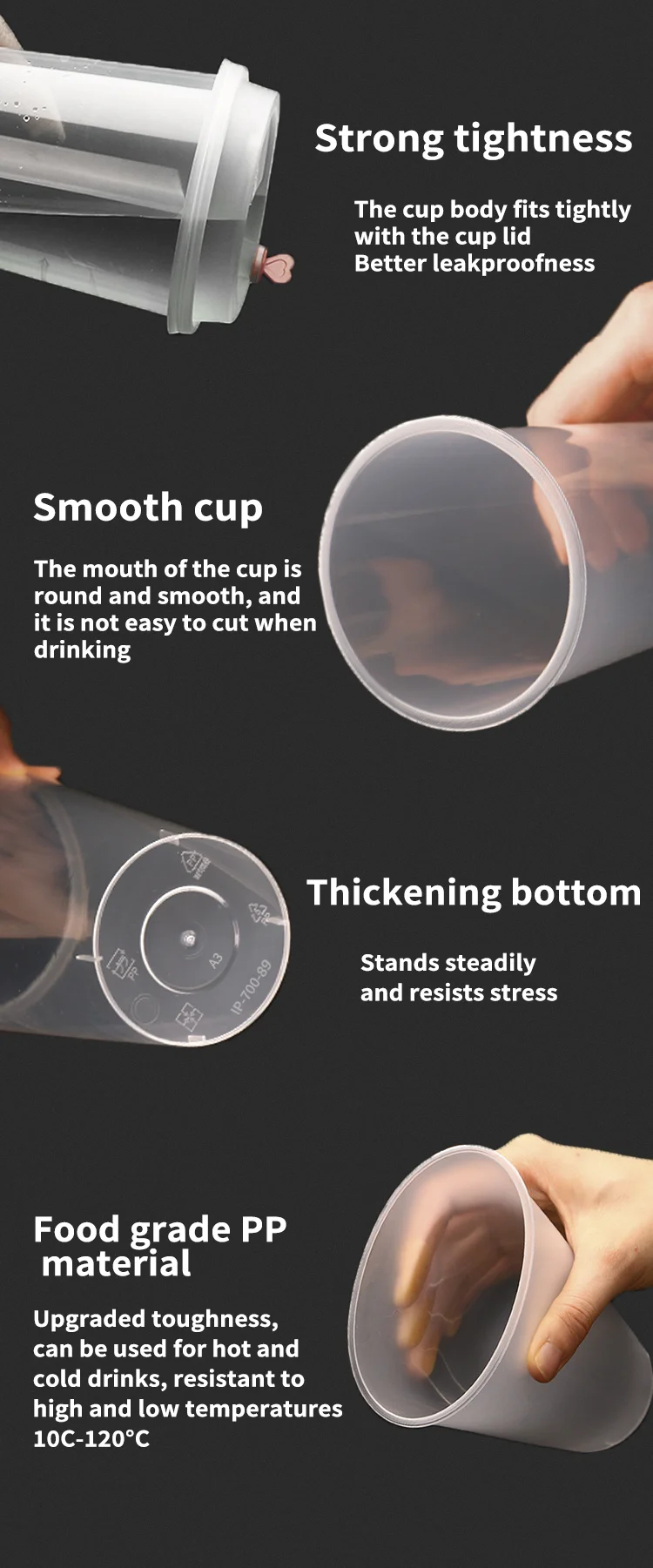 Wholesale 600ml Transparent Hard Injection Boba Juice 24oz Disposable ...