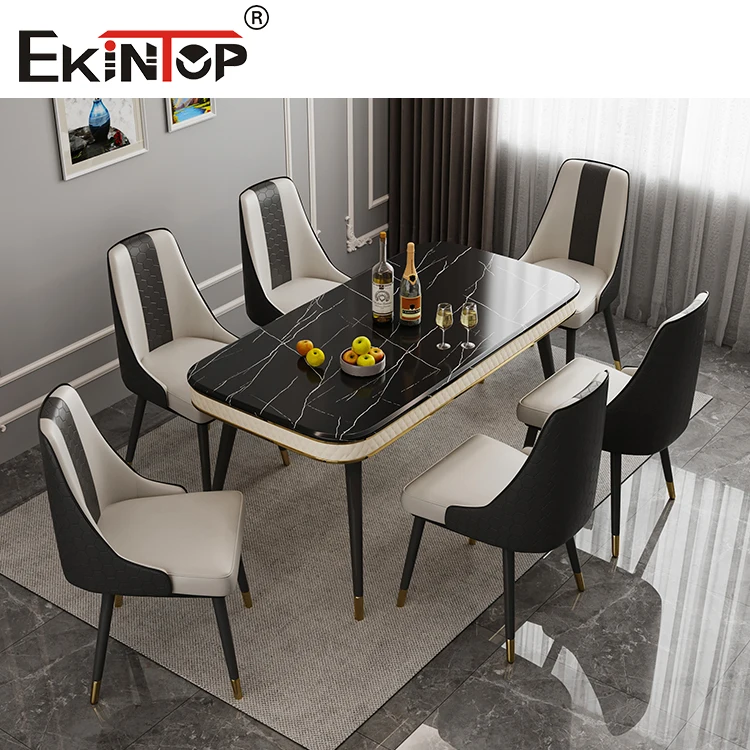 Ekintop Modern Black Dining Table Room Sets For 6 Chairs Table ...