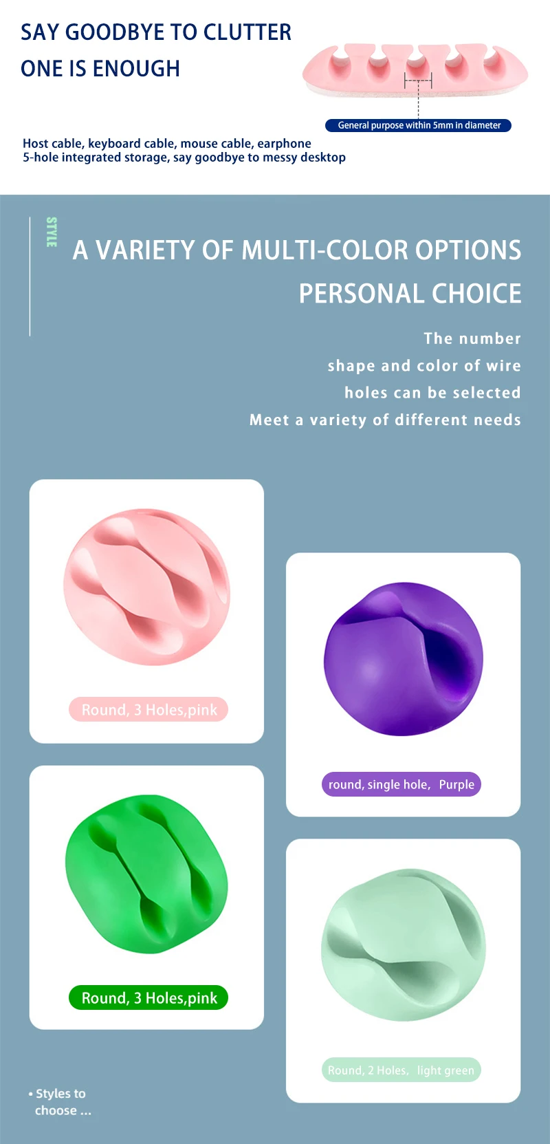 Silicone Cable Management Table Cable Organizer Cord Holder Clip Wire ...