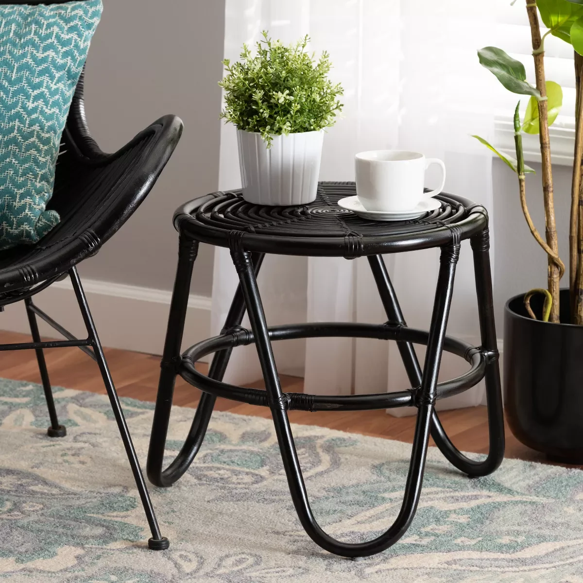 Modern Rattan Side Table for Living Room, Bedroom, and Patio - Stylish ...