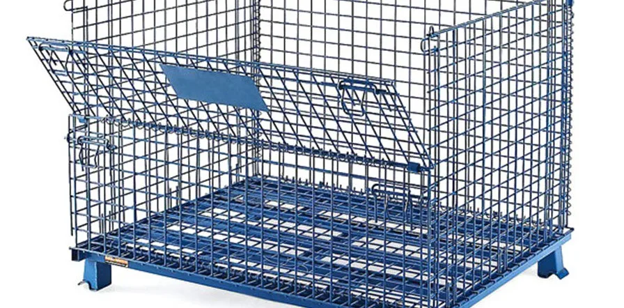 Heavy Duty Stacking Steel Storage Warehouse Rigid Mesh Cages Foldable ...
