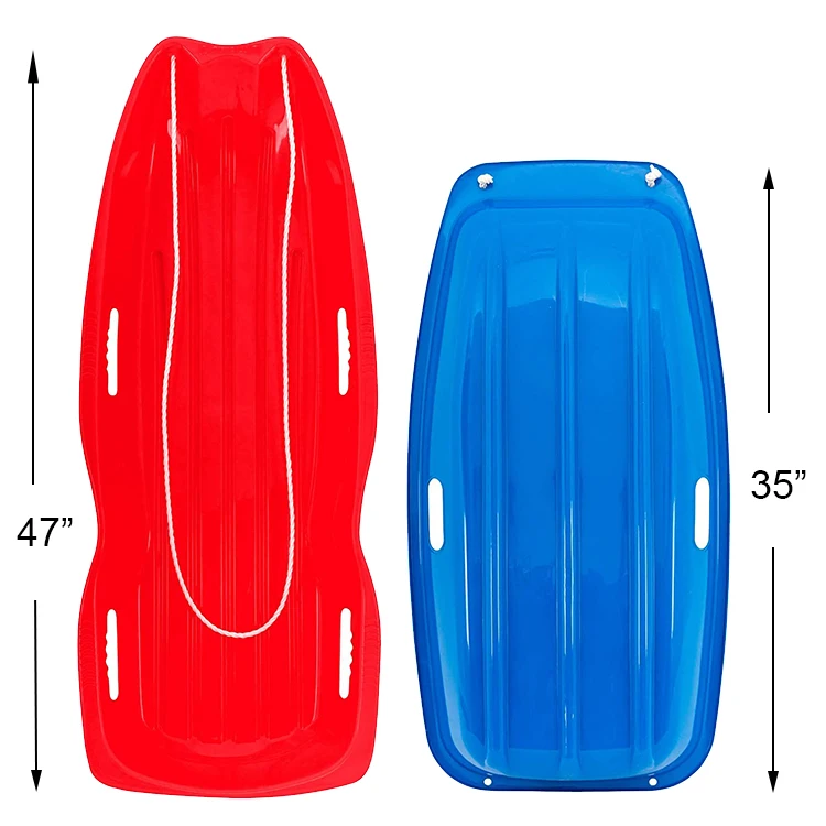 Durable Adult Sled - Large Plastic Snow Sledge with Rope