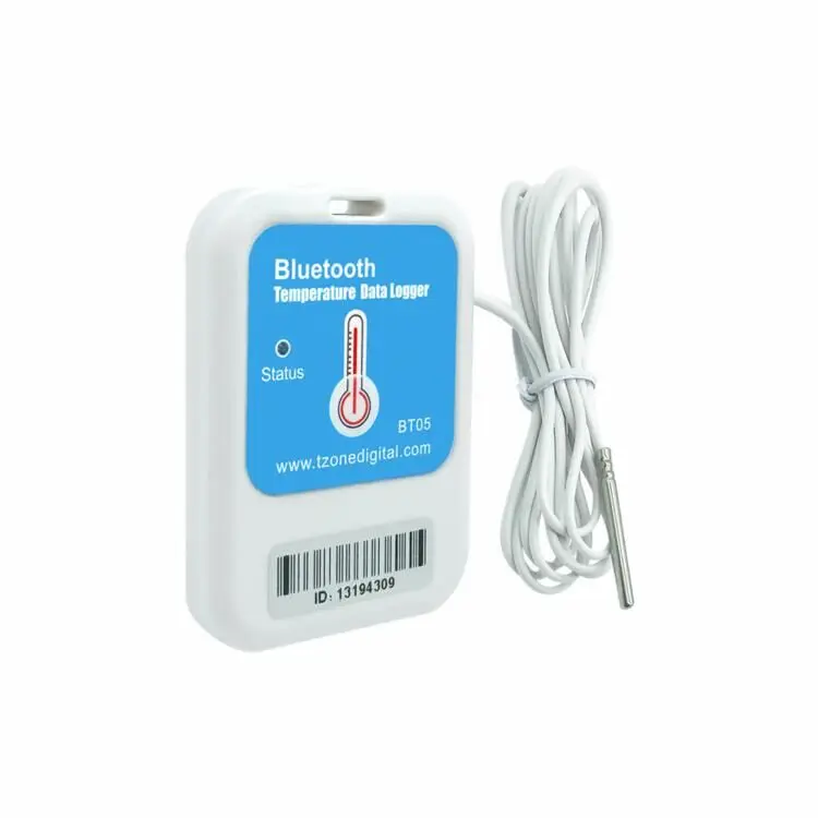 TZONE BT05B Bluetooth Temperature Sensor With Probe for Cold Chain Transport Temperature Data ...
