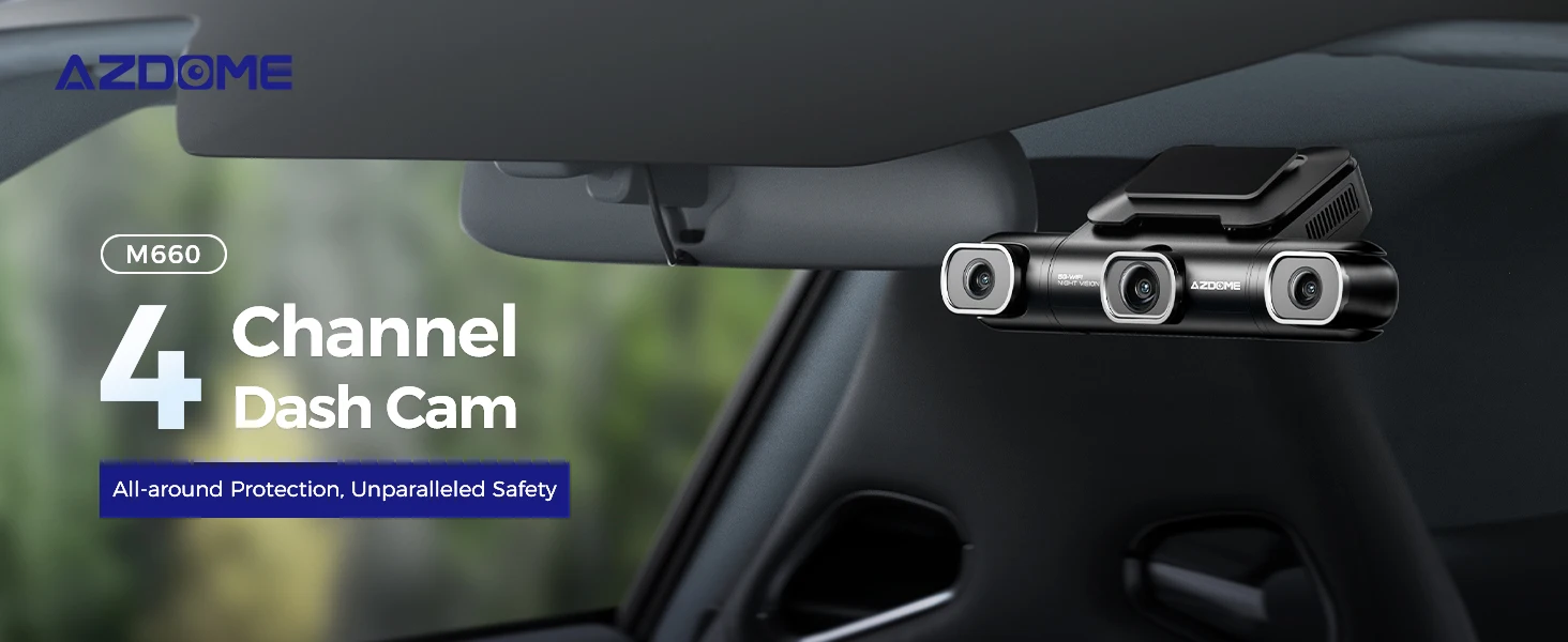 AZDOME M660 2K Dash Cam 4CH with GPS, 5G WiFi, Voice Control & 128GB ...