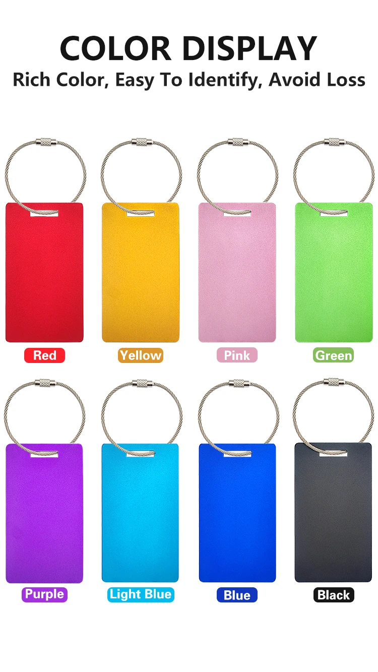 Personalized Logo Engraved Blank Bag Tag - Rose Gold Blue Green