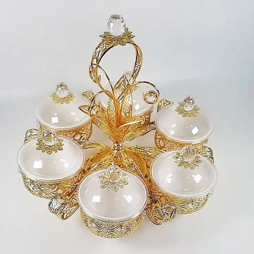 Wholesale Luxury Arabic Metal Iron Dessert Dish Plate Gold Snack ...