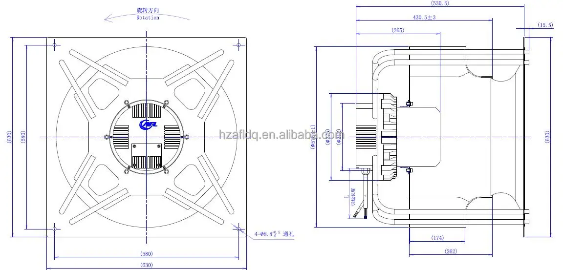 B3p560-ec188-010 Ec Fan Backward Curve Fan With Bracket And Plate Panel ...