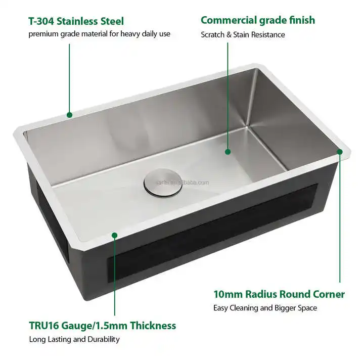 304 Stainless Steel Single Bowl Rectangular Handmade Kitchen Sink ...