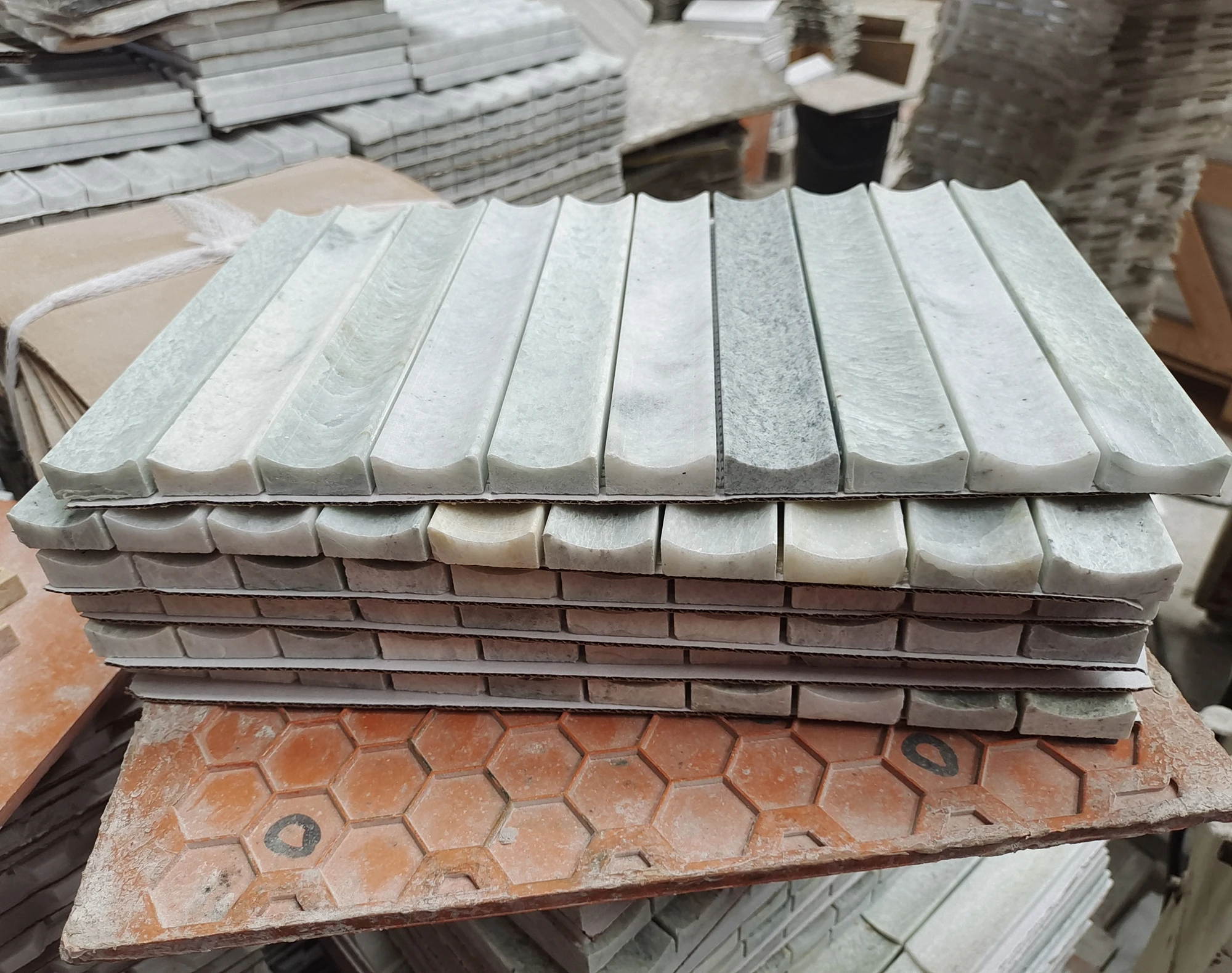 Shihui New Design Ming Green Marble Concave Tiles Fluted Wall Tiles ...