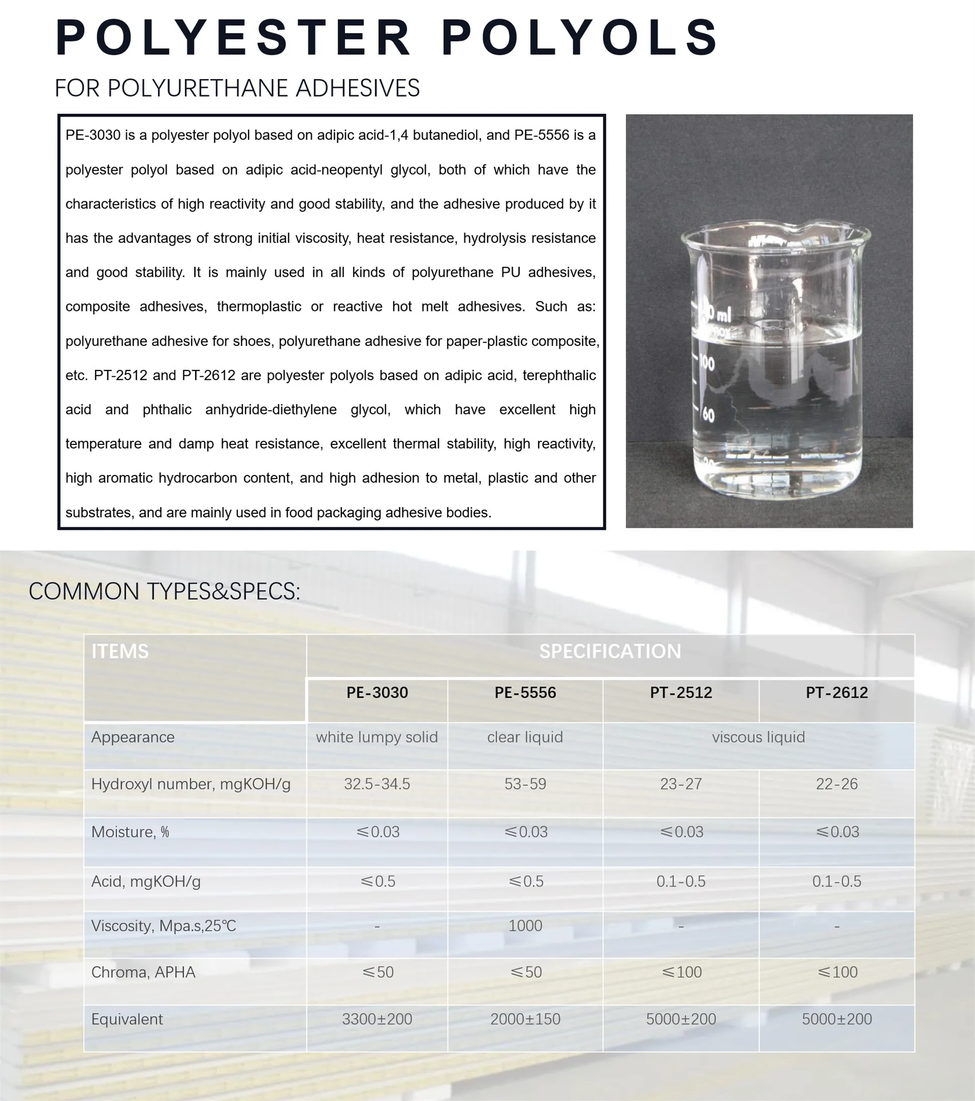 Polyester Polyol/adipic Acid Butanediol Polymer for PU Adhesives