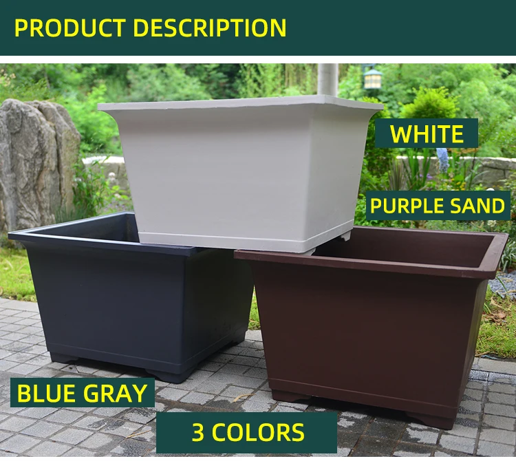 Framed Square Outdoor Planter Box Stackable Planters Plastic Thickened ...