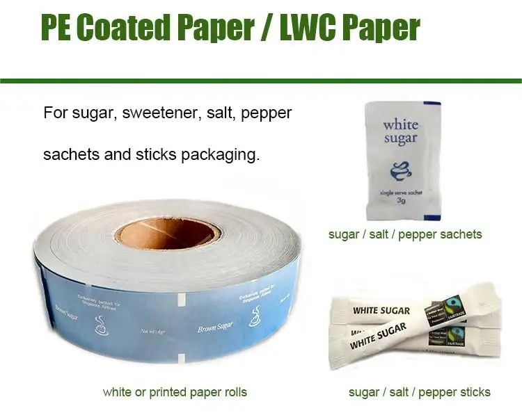 Sugar Sachet and Packet Wrapping Paper,White PE Coated Paper Roll for ...