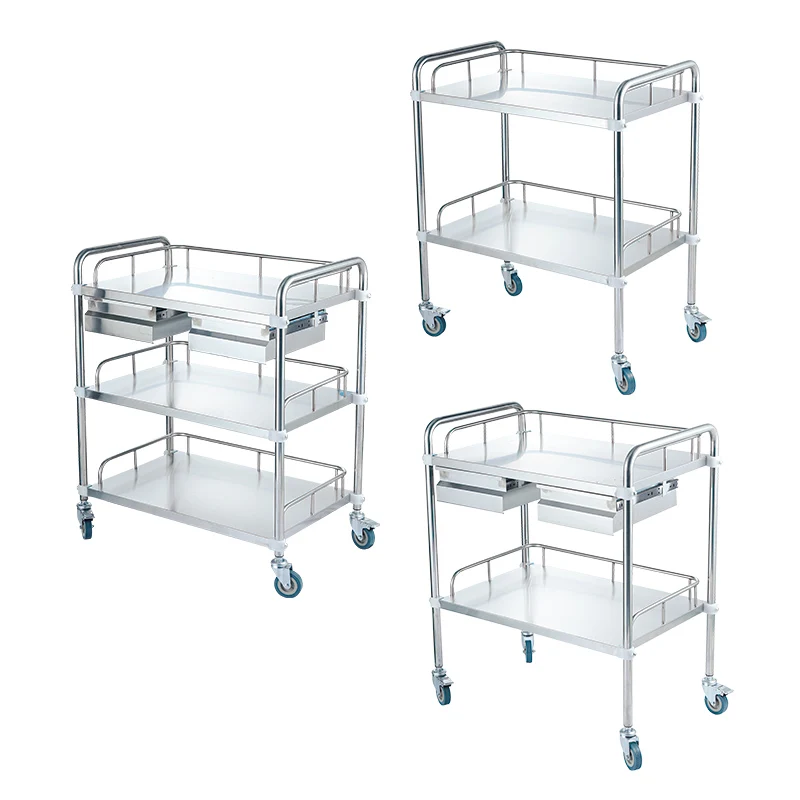Stainless Steel Medical Trolley With Drawers Assemble Treatment Cart ...