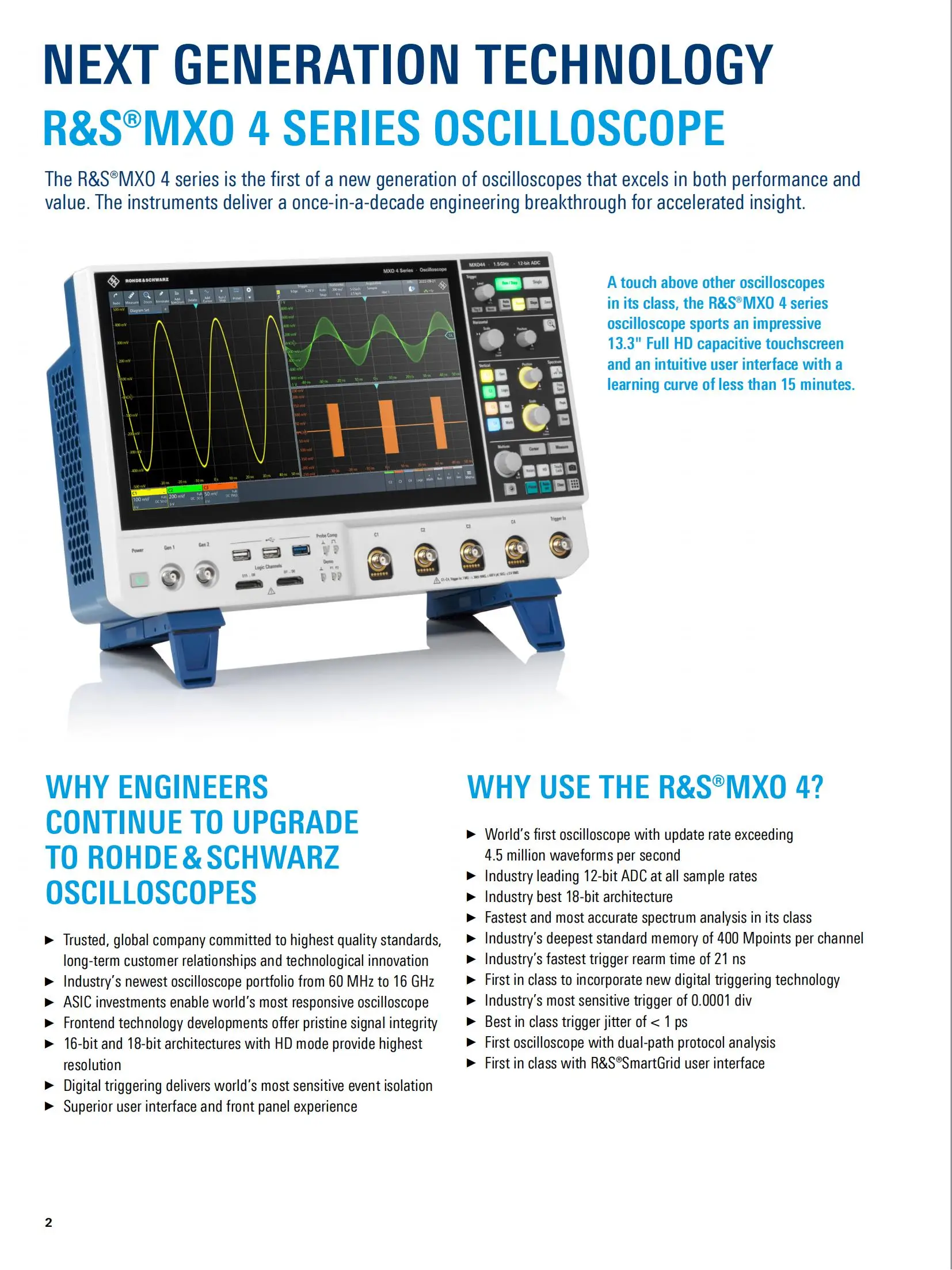 R&S MXO 4 Oscilloscope - 500 Mhz to 1.5 Ghz, 4 Channels