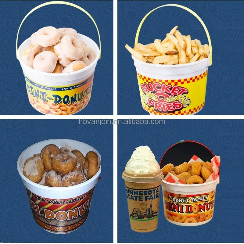 Empty 48 Oz. Plastic Mini Donut Bucket with Logo Printing