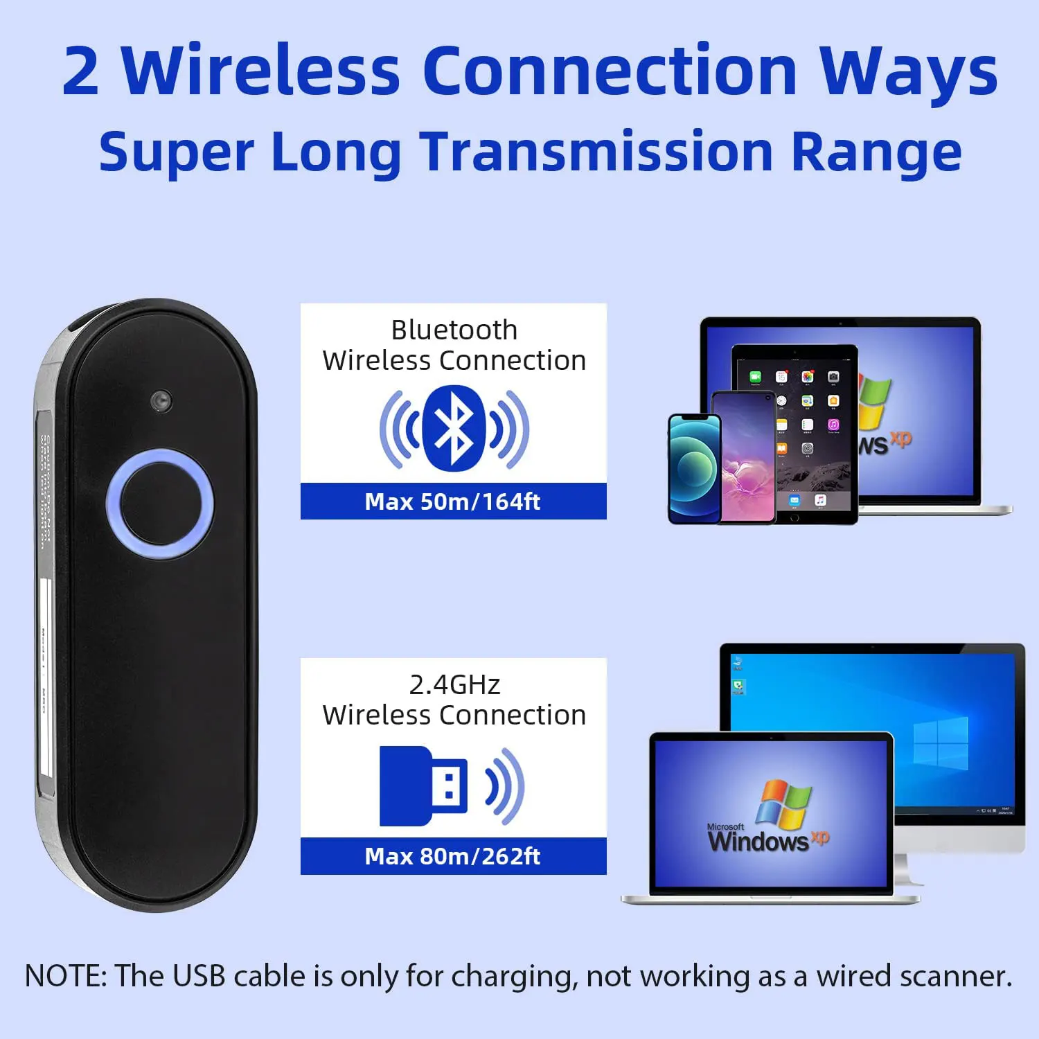 Mini Barcode Scanner Portable Qr Bar Code Reader Ccd 1d 2d Wireless ...