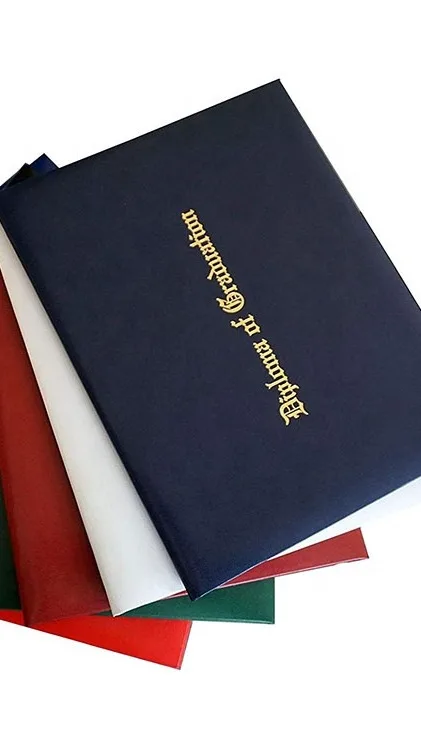 Custom Logo A4 Size Leatherette Golden Imprinted Diploma Of Graduation ...