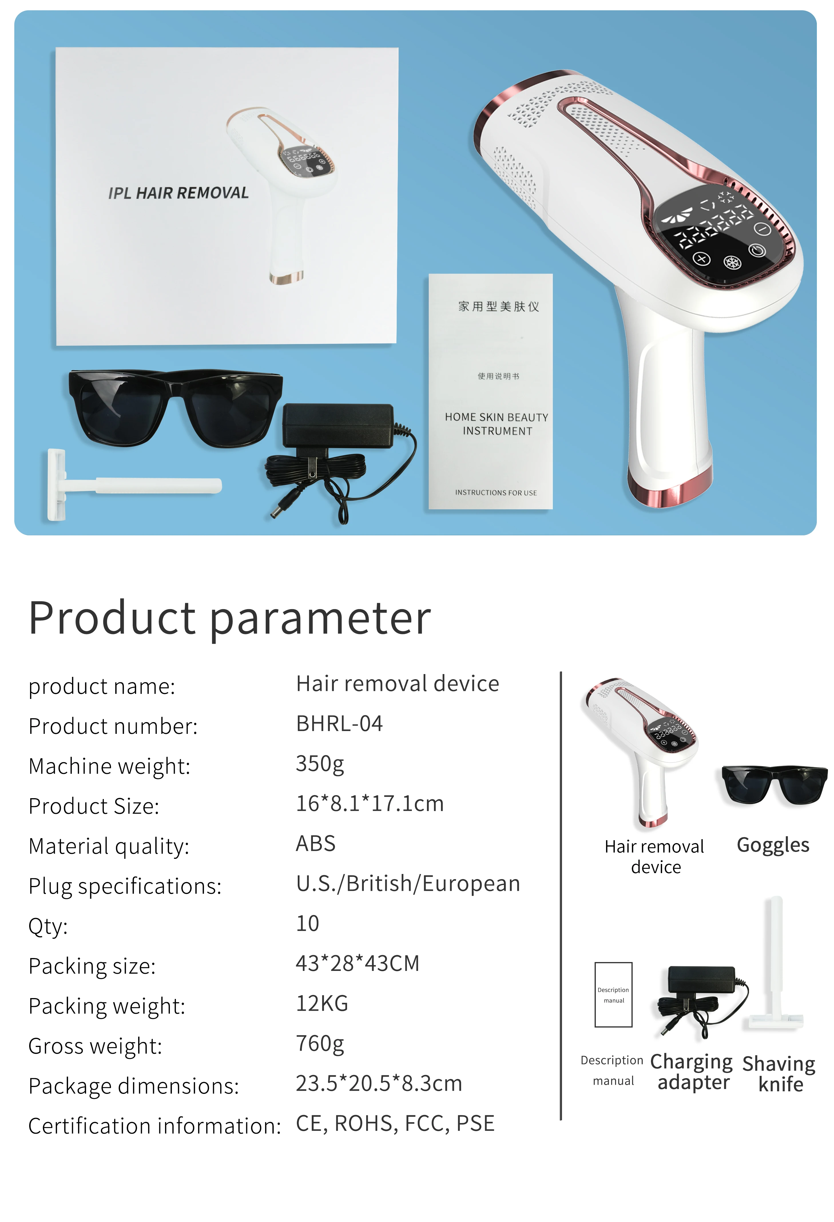Portable Handheld Women Ipl Hair Remover Customized Depilator Device ...