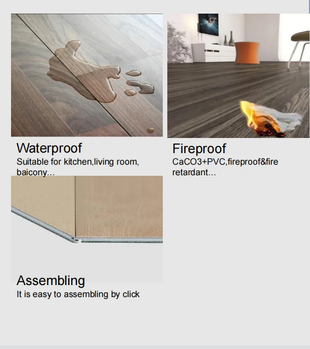 Modern SPC Flooring PVC Vinyl Plank Carpet Heat Insulation Firebrick ...