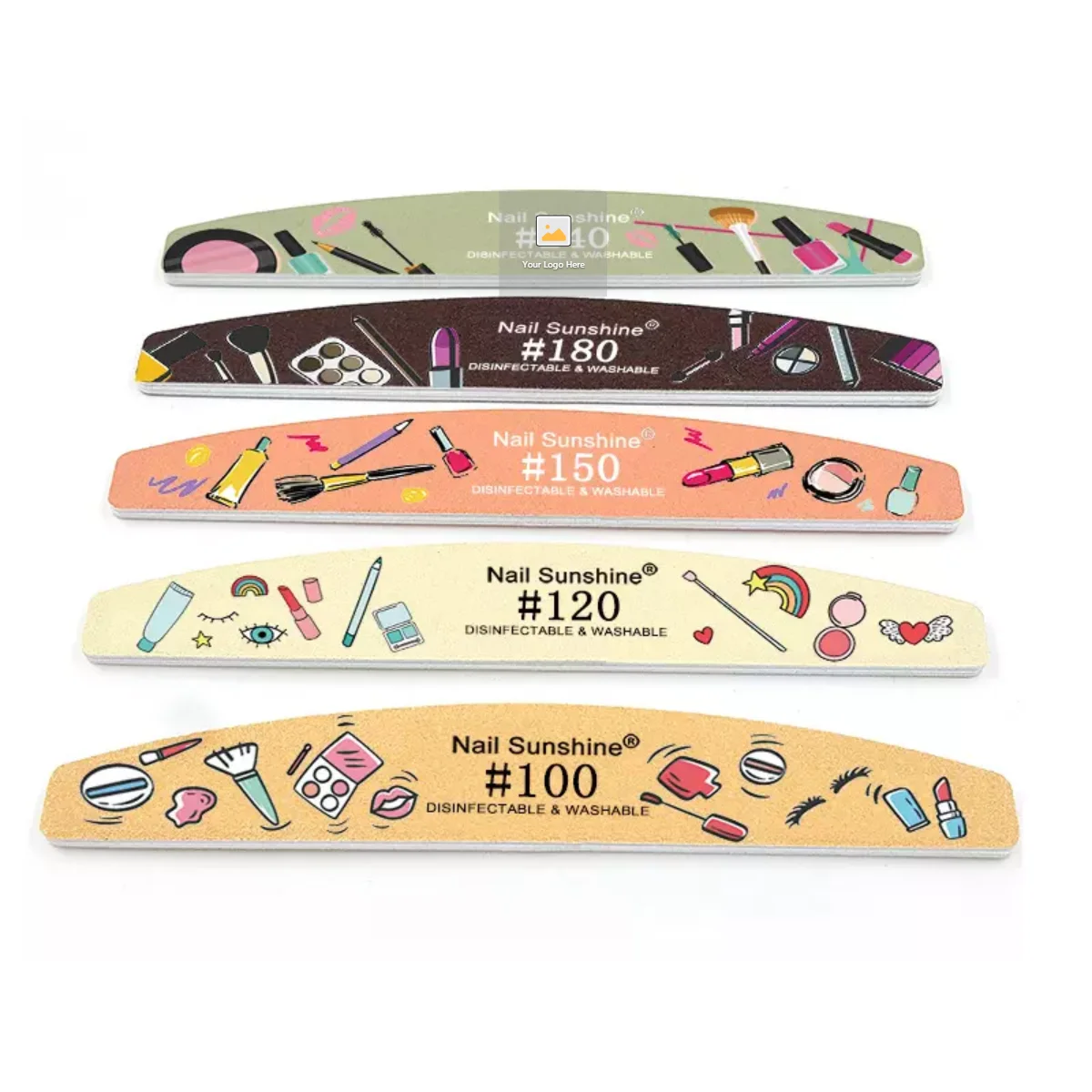Custom Printed Logo Nail Files 100 180 120 150 240 Double Size Emery ...
