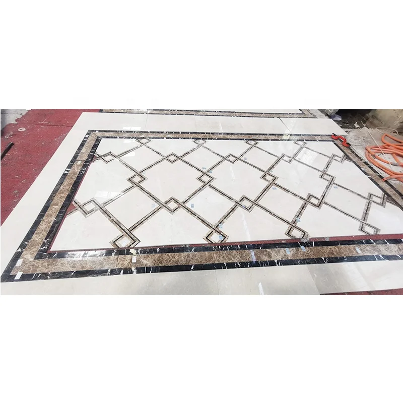 Decorative Waterjet Cutting Marble Villa Entrance Inlay Flooring Tiles ...