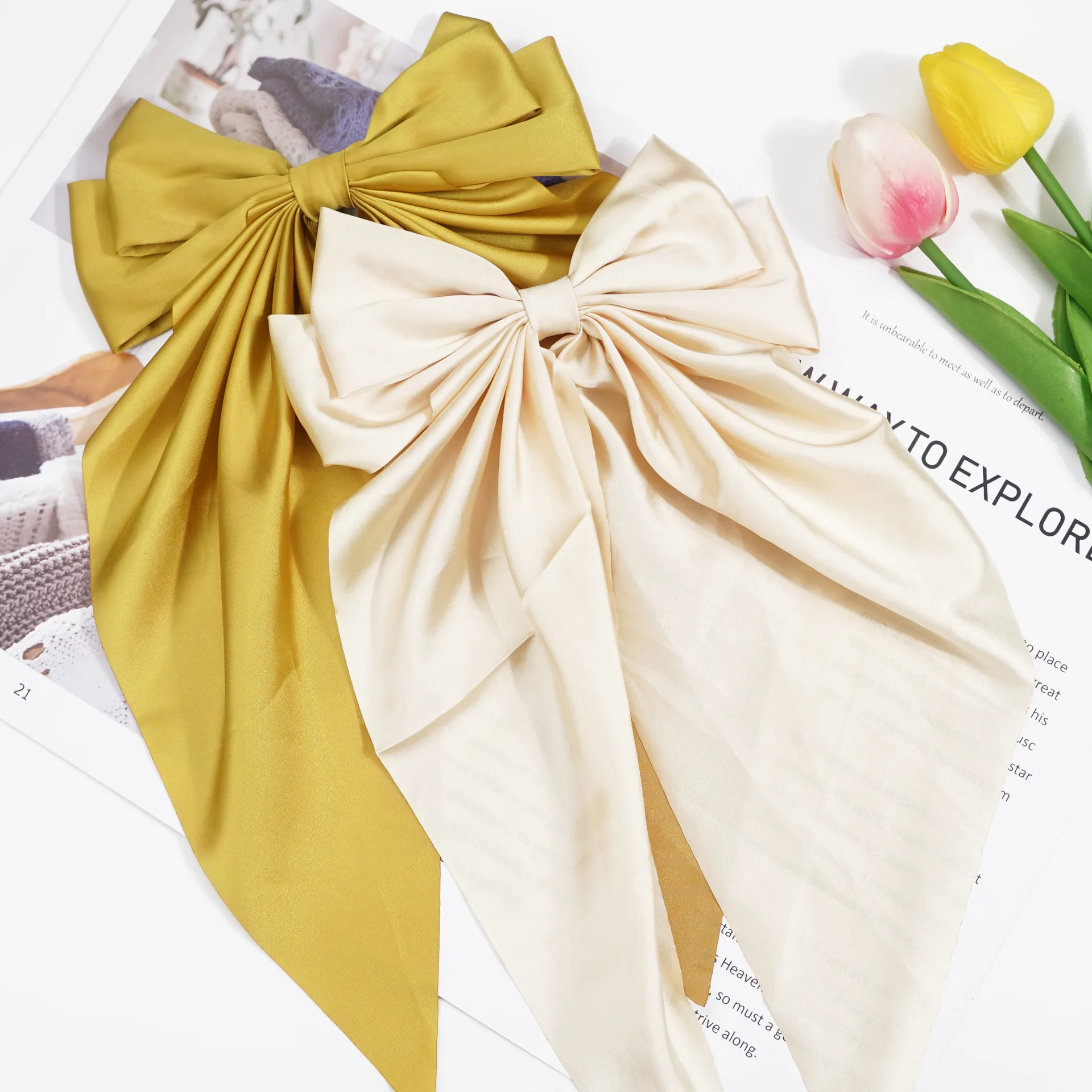 Big Size Hair Bow Ties - Elegant Satin Hair Accessories