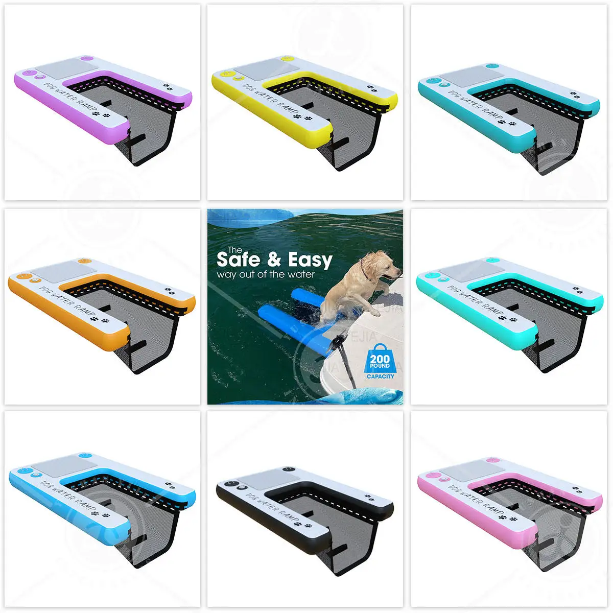 Inflatable Pup Plank Dog Ramp Dock Customized Size Mesh Bottom Floating ...