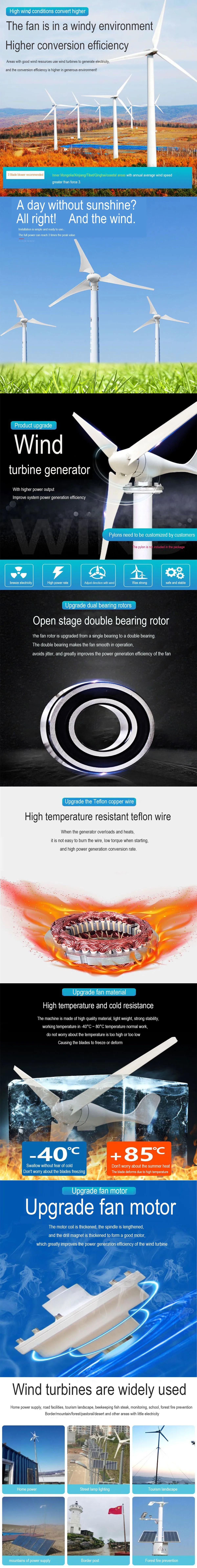 Wind Turbine Horizontal Axis 3 Blades 6blades Small Outdoor Vehicle ...