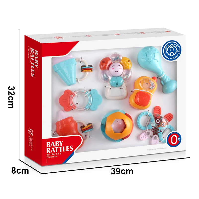 Baby Sensory Rattles Teething Toys Soft Baby Teether Food Grade ...