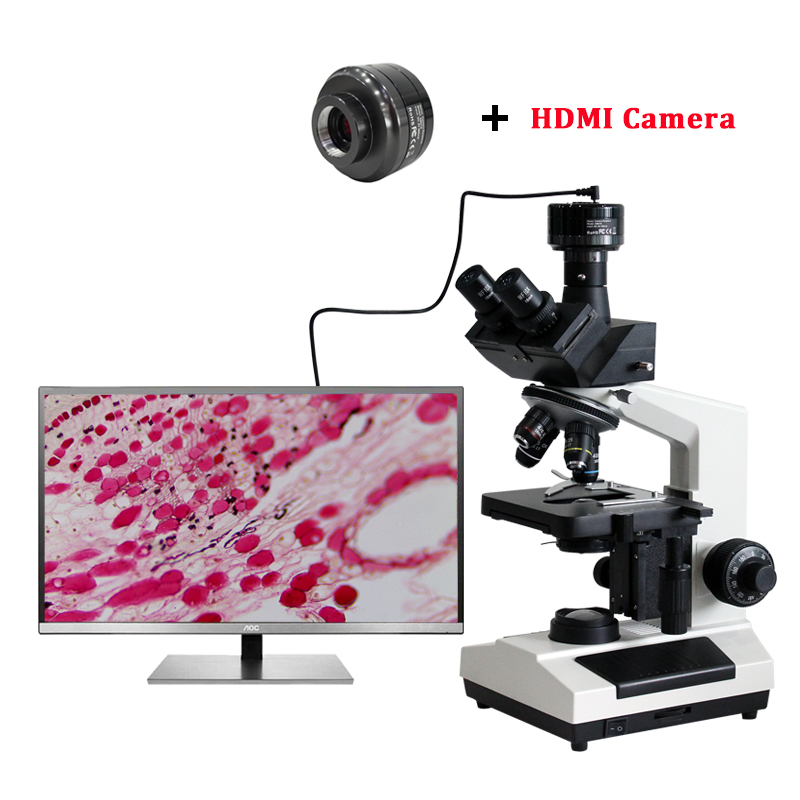 Cheapest Trinocular Biological Microscope With Halogen Lamp - 40X to 1600X Magnification for ...